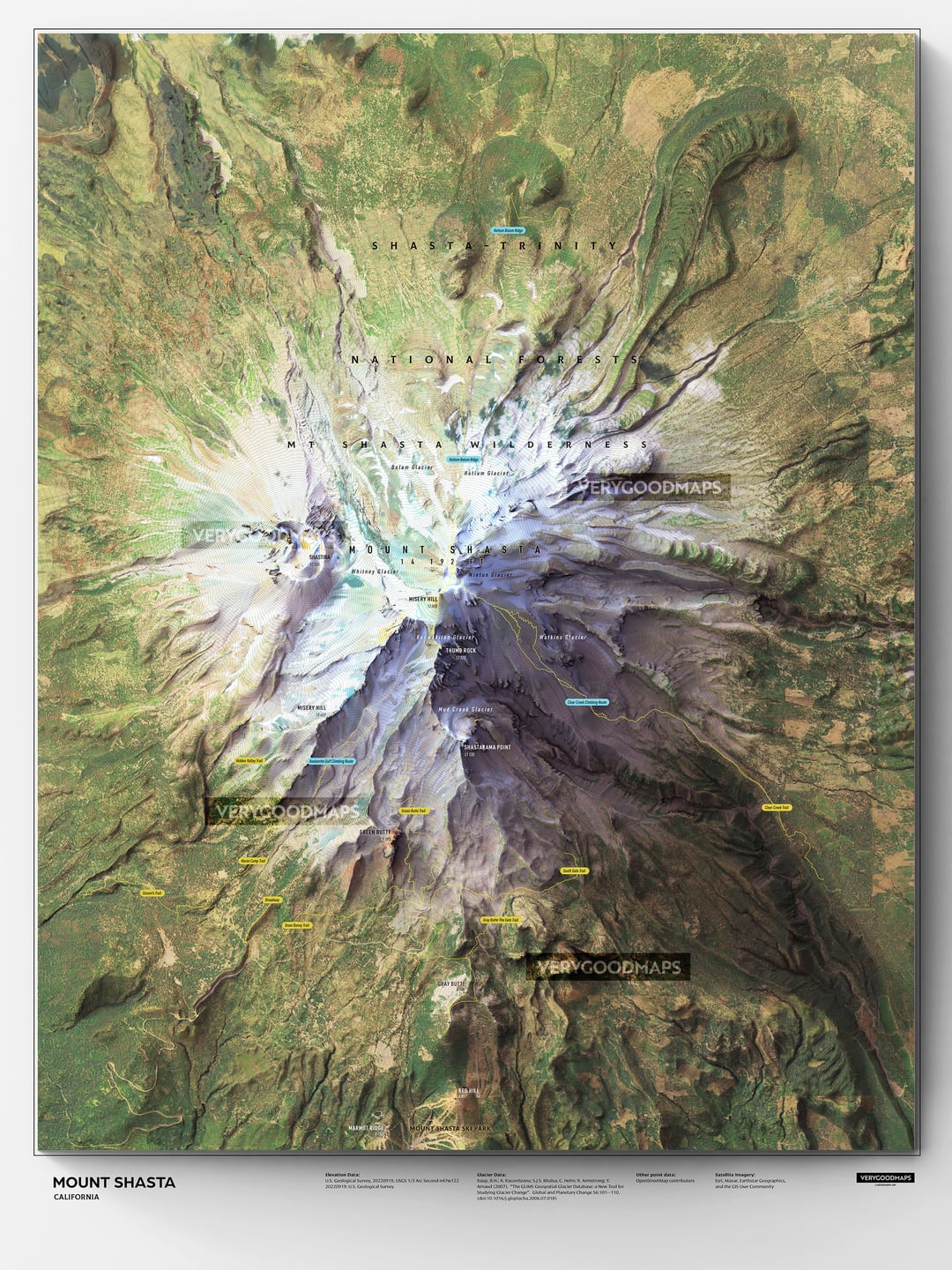 Here's my one final map to this sub. Mount Shasta in California with ...
